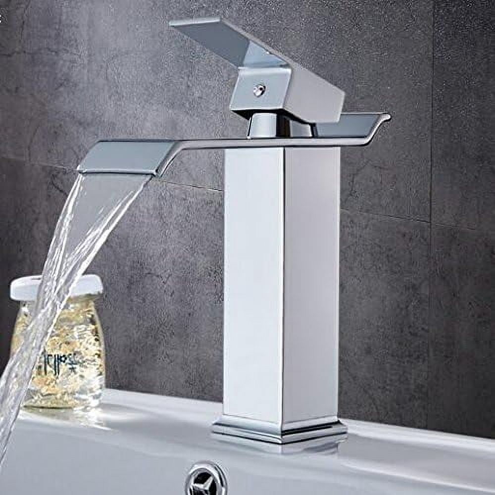 Bathroom Sink Faucet, Square Basin Faucets Waterfall Bathroom Faucet ...