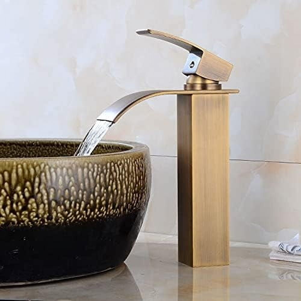 Bathroom Sink Faucet, Square Basin Faucets Waterfall Faucet Single ...