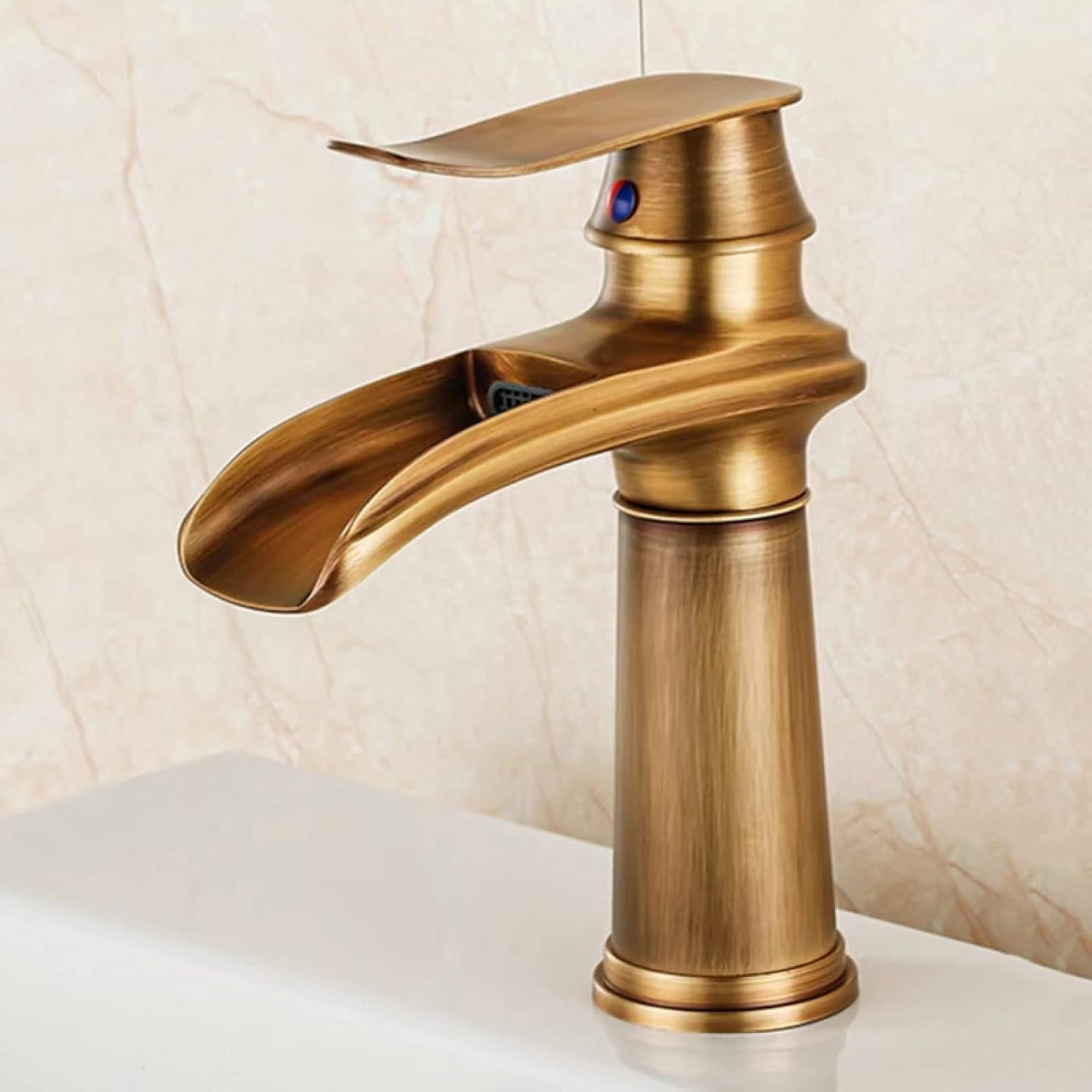 Bathroom Sink Faucet Waterfall Antique, Solid Brass, Hot and Cold Sink ...