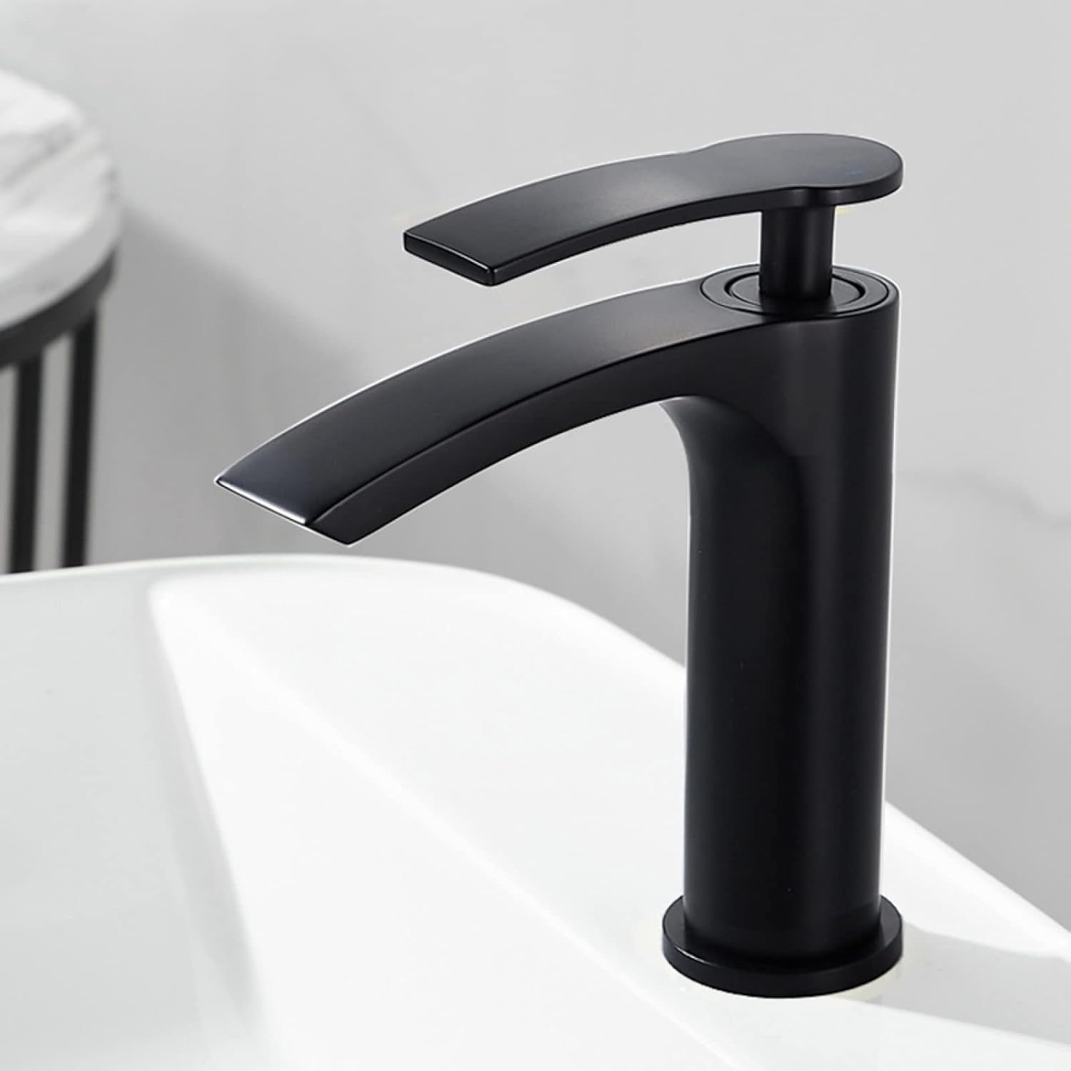Bathroom Sink Faucet Waterfall Black, Single Handle Basin Mixer Tap for ...