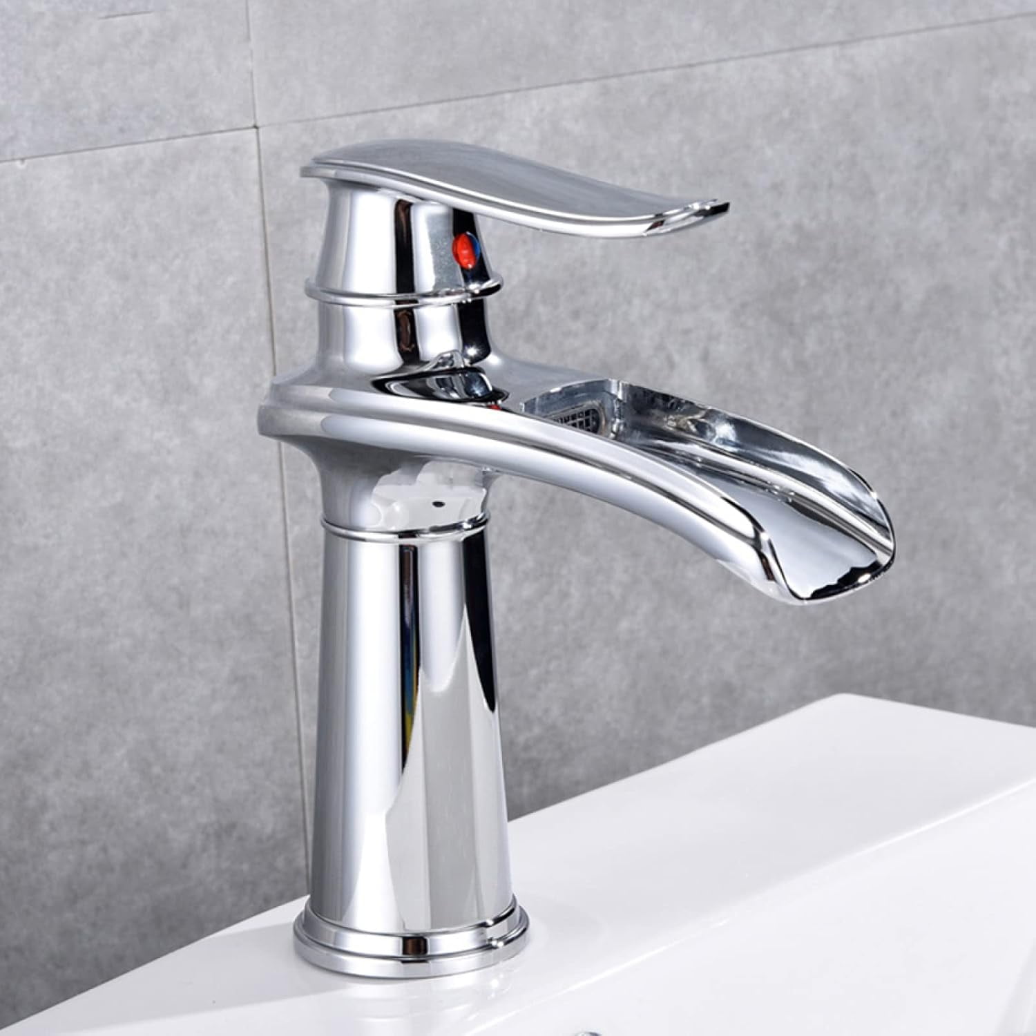 Bathroom Sink Faucet Waterfall, Hot and Cold Water Faucet, Bathroom ...