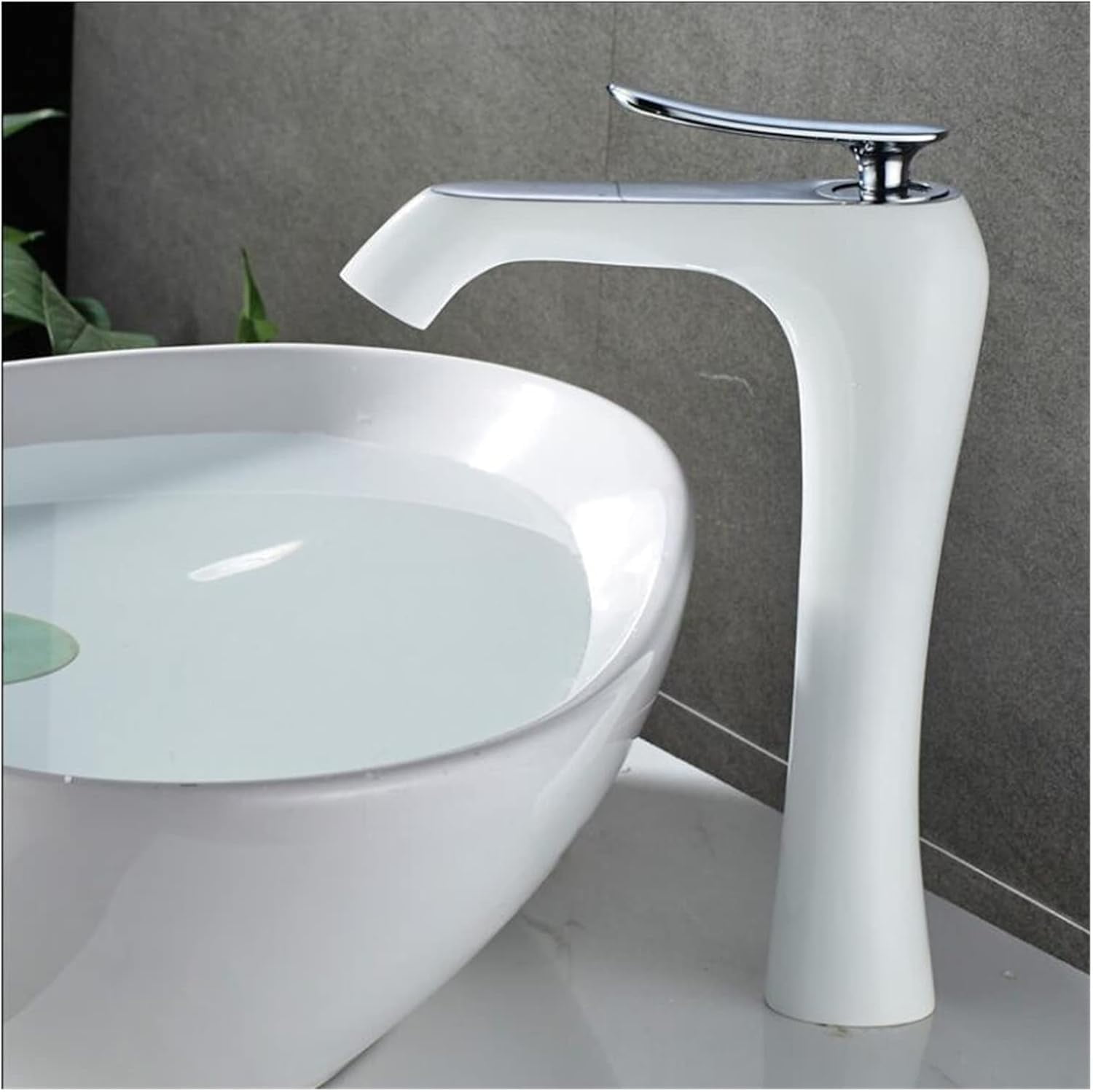 Bathroom Sink Faucet hot and Cold Crane Brass Basin Faucet White and ...