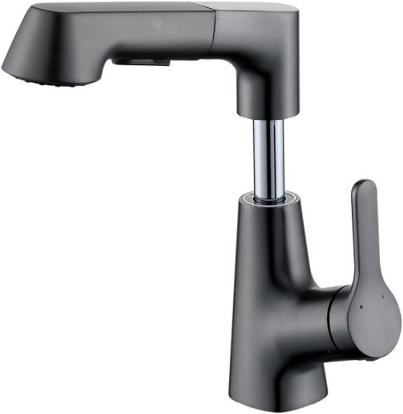 Bathroom Sink Faucet with Pull Out Spray Brass Hot and Cold Single Hole ...