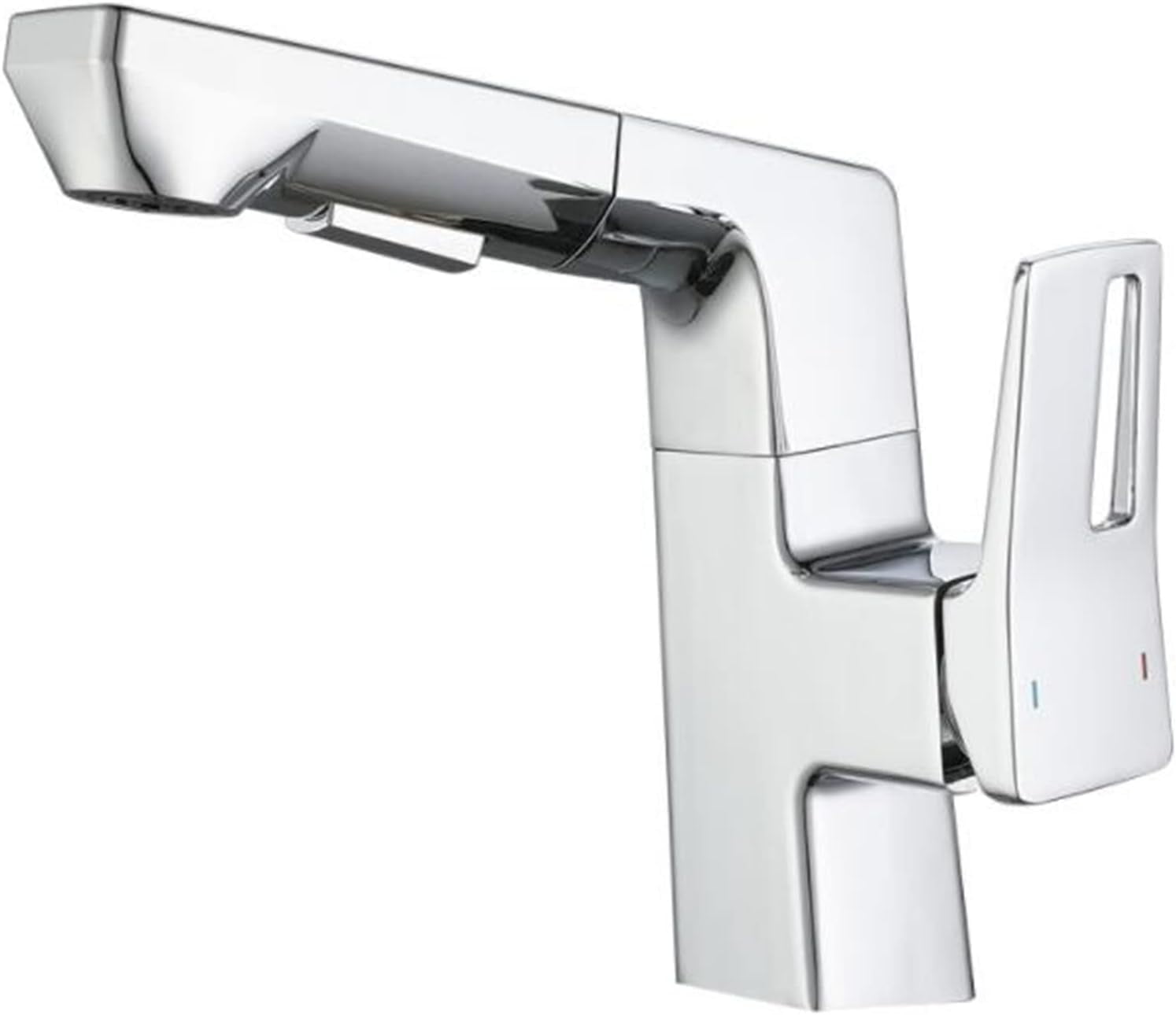 Bathroom Sink Faucet with Pull Out Spray Brass Hot and Cold Single Hole ...