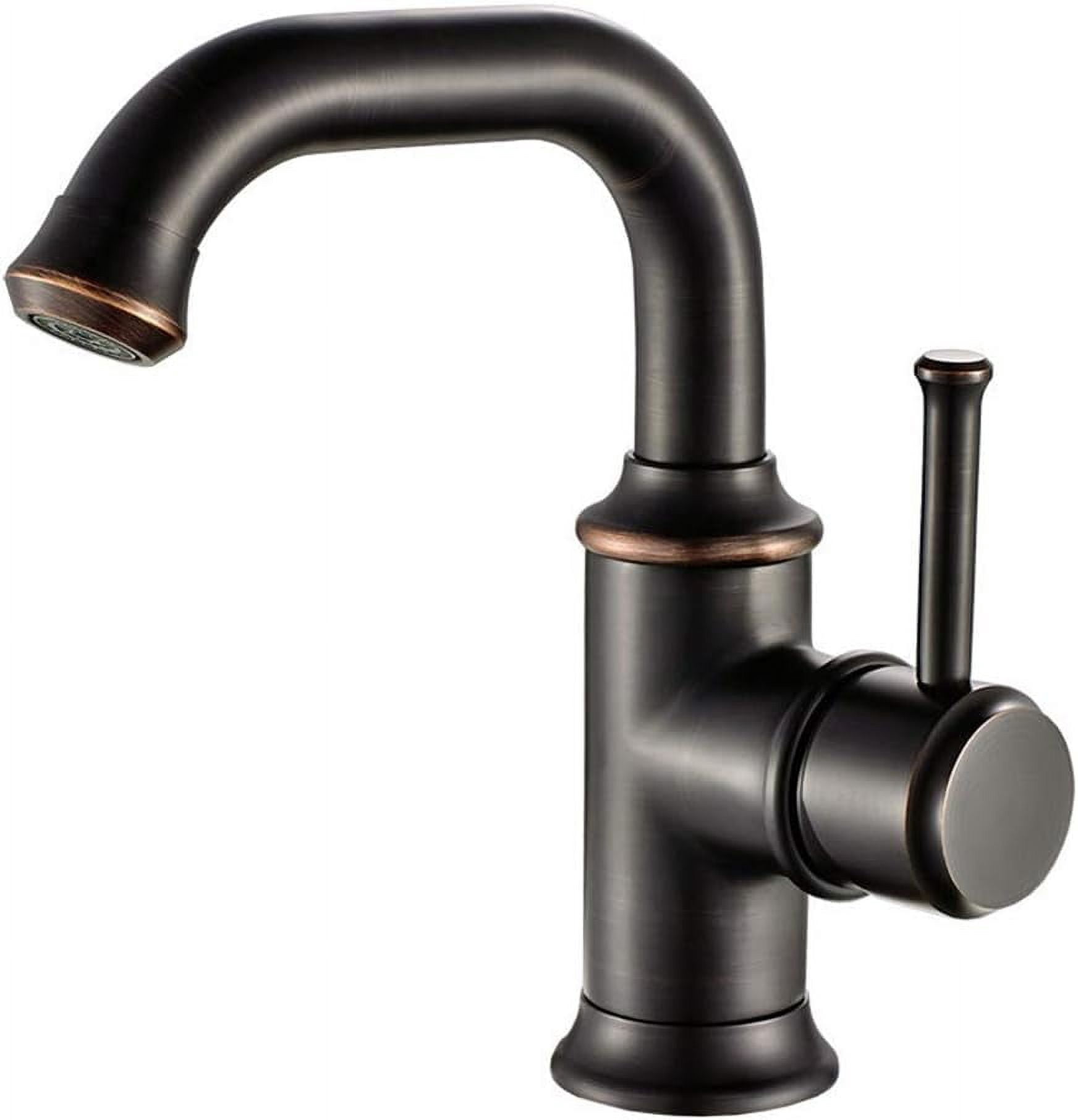 Bathroom Sink Faucet with Single Handle Black Bronze Brass Deck Mount ...