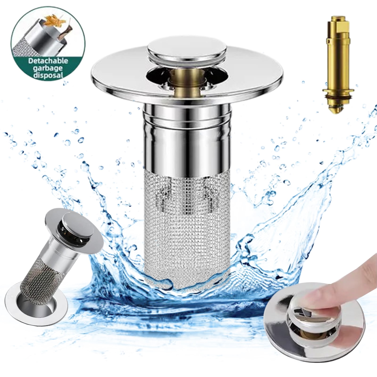 Bathroom Sink Plug Push Type Bounce Core Drain Filter for Bath Basin ...