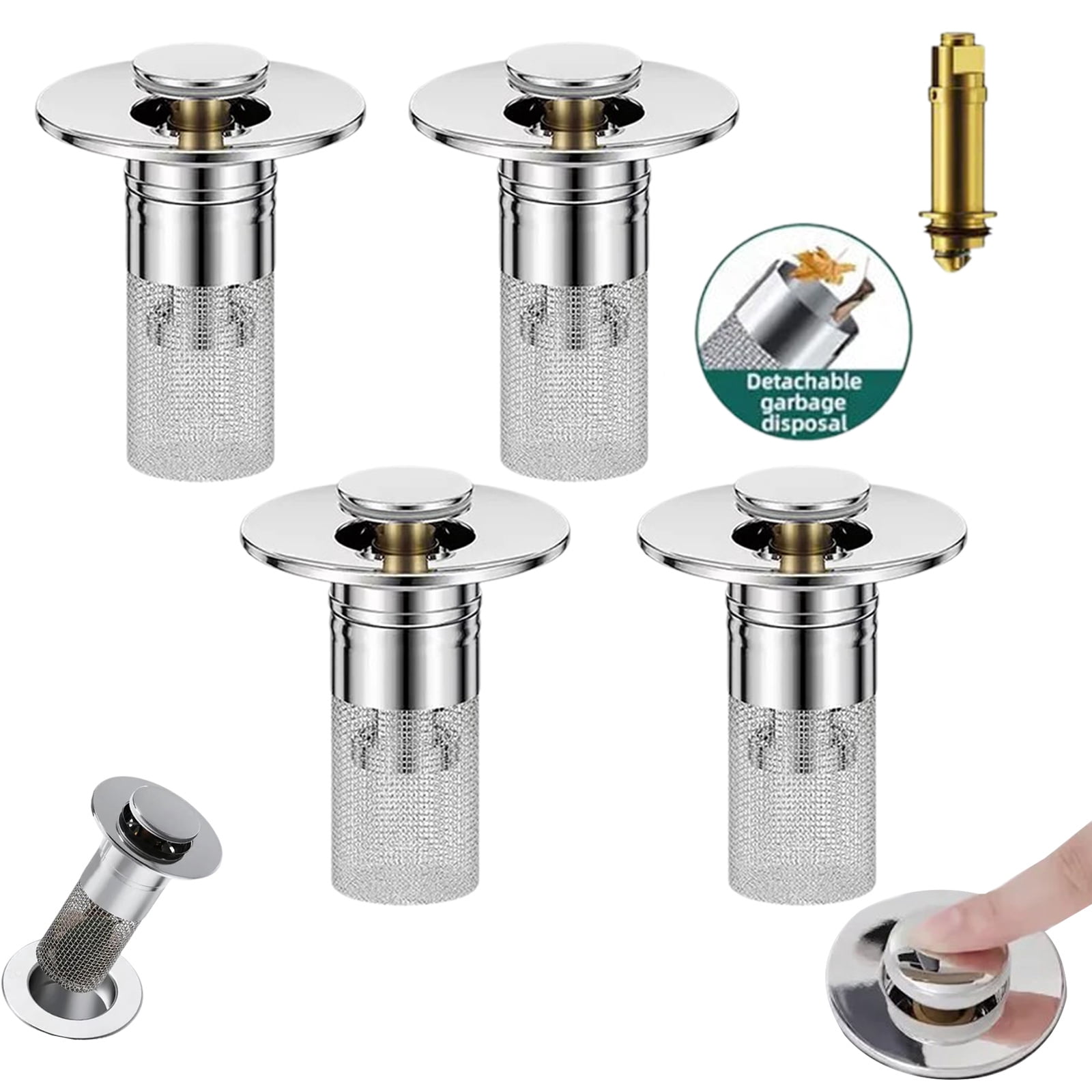 Bathroom Sink Plug Push Type Bounce Core Drain Filter for Bath Basin ...