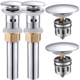 Bathroom Sink Pop Up Drain Stopper With Overflow Chrome-2 Pack With ...