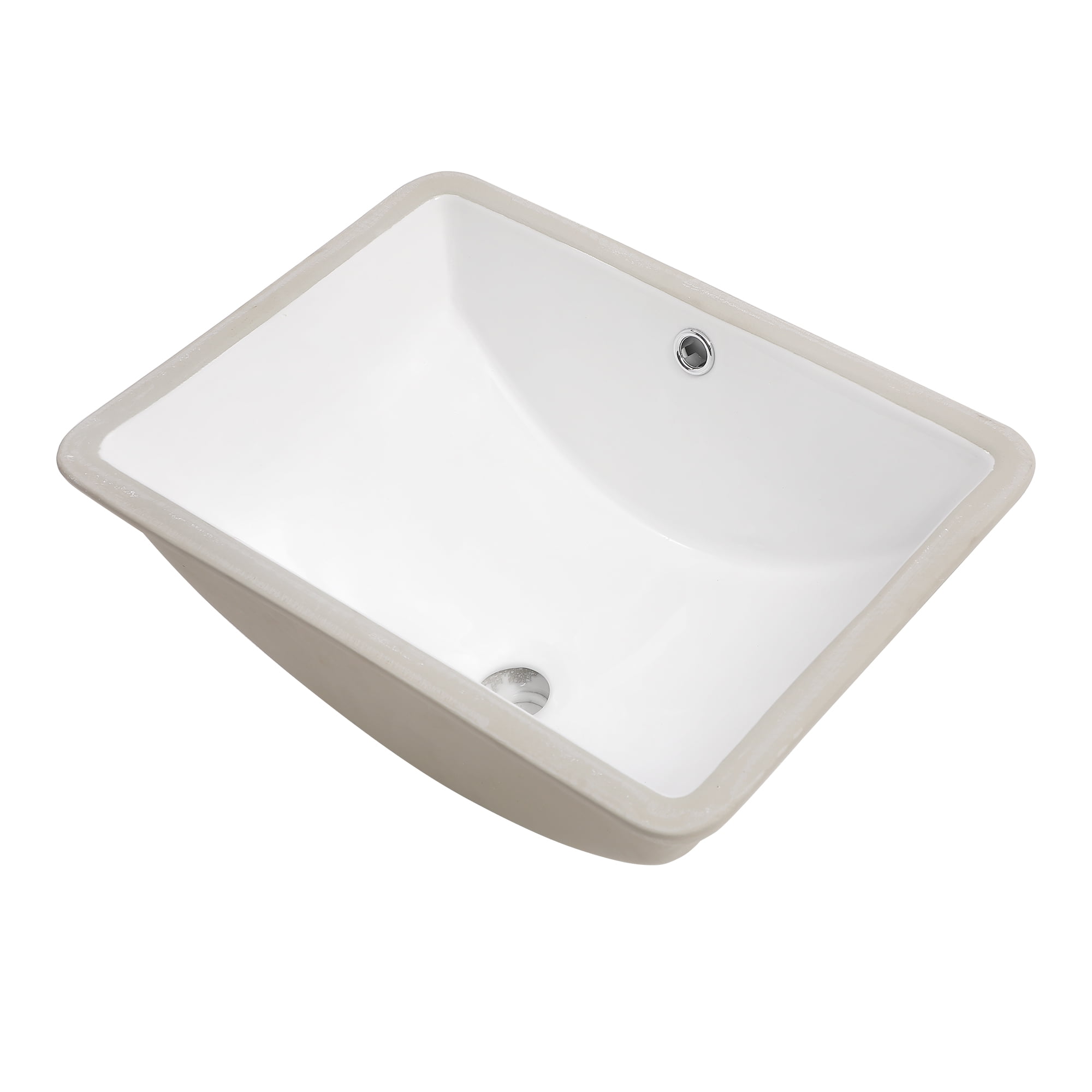 Bathroom Sink Rectangle Deep Bowl Pure White Porcelain Ceramic Lavatory ...