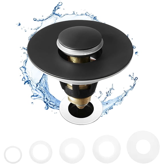 Bathroom Sink Stopper, 1.1-1.77 Inch Basin Pop Up Black Sink Drain ...