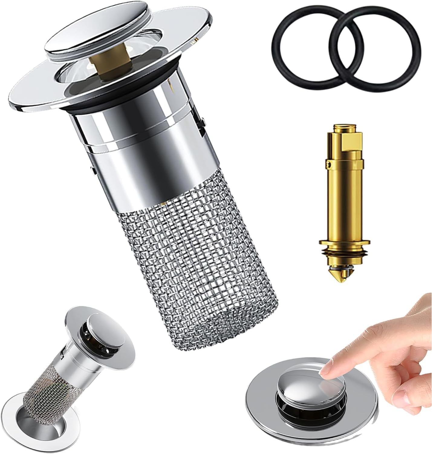 Bathroom Sink Stopper Hair Catcher, Pop Up Sink Drain Filter with ...