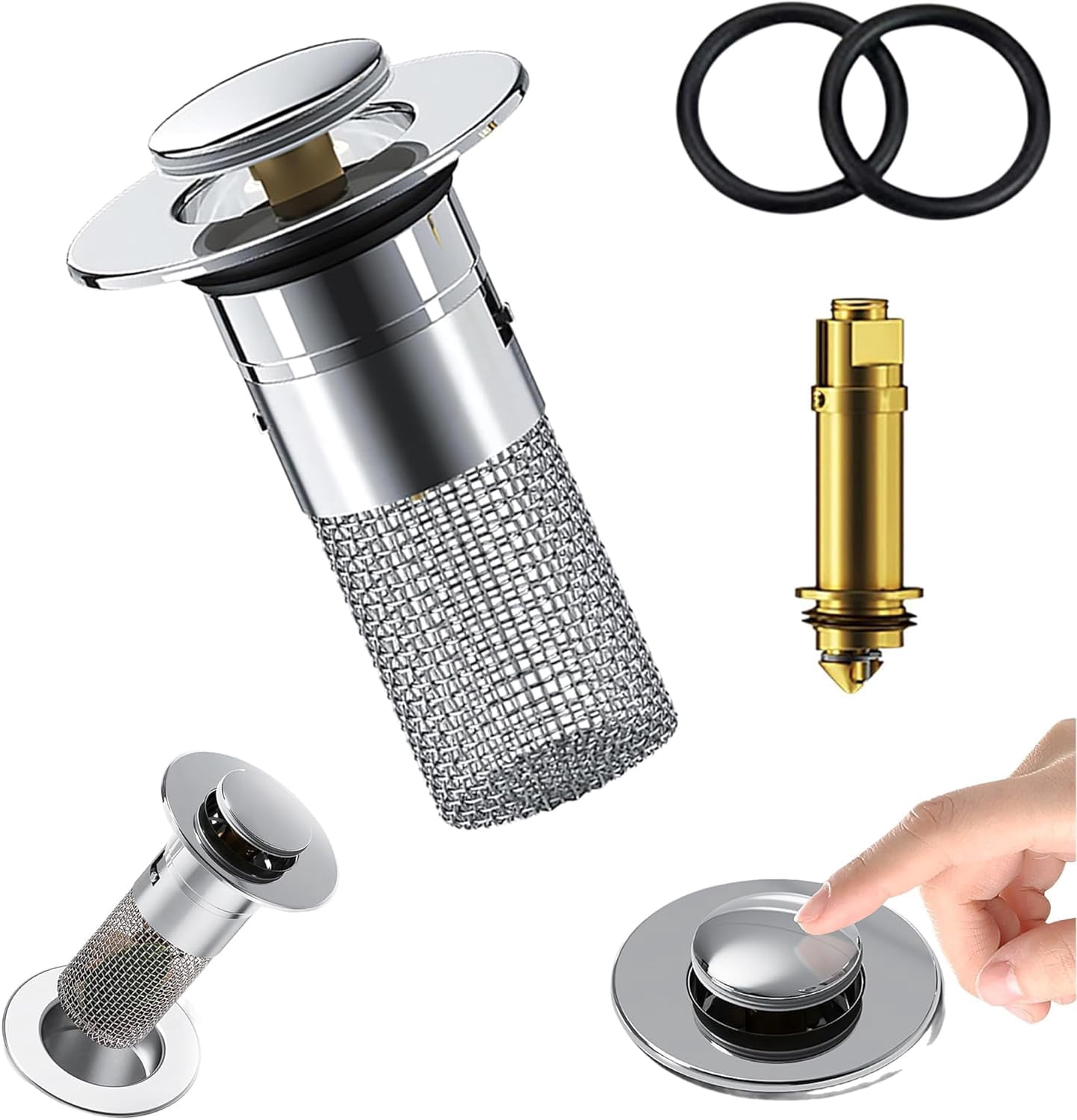 Bathroom Sink Stopper Hair Catcher, Pop Up Sink Drain Filter with ...