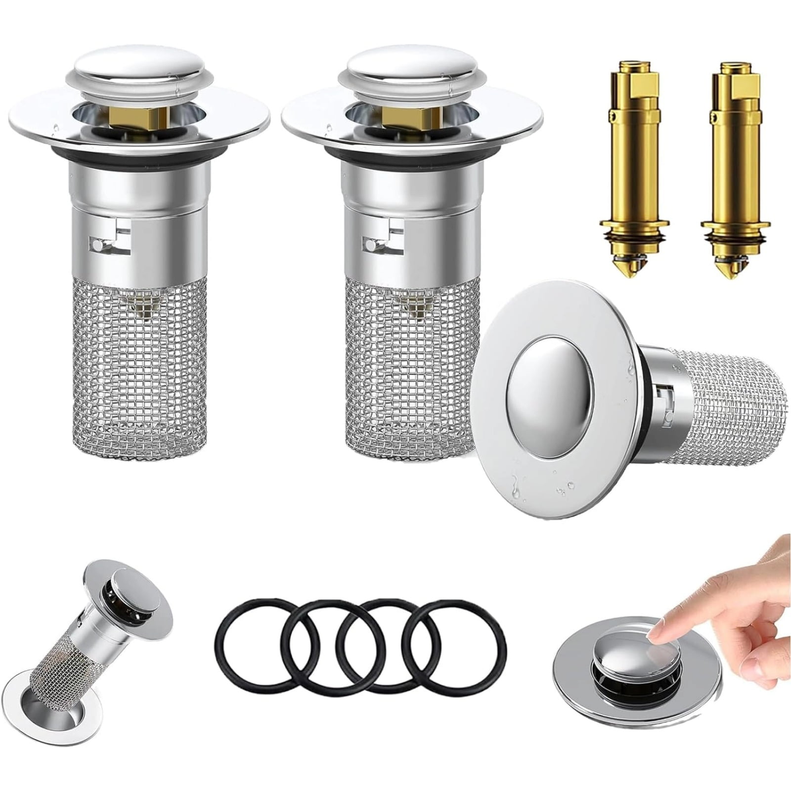 Bathroom Sink Stopper Hair Catcher, Pop Up Sink Drain Filter with ...