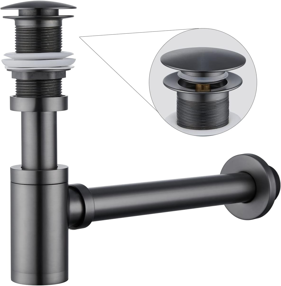 Bathroom Sink Stopper P-Trap Complete Set: Adjustable 1-1/4 Bottle Trap ...