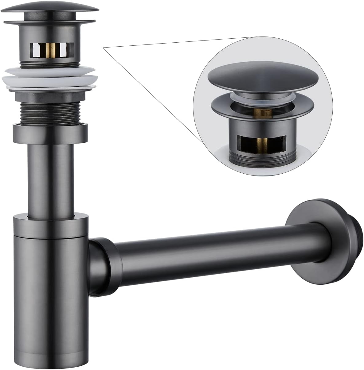 Bathroom Sink Stopper P-Trap Complete Set: Adjustable 1-1/4 Bottle Trap ...