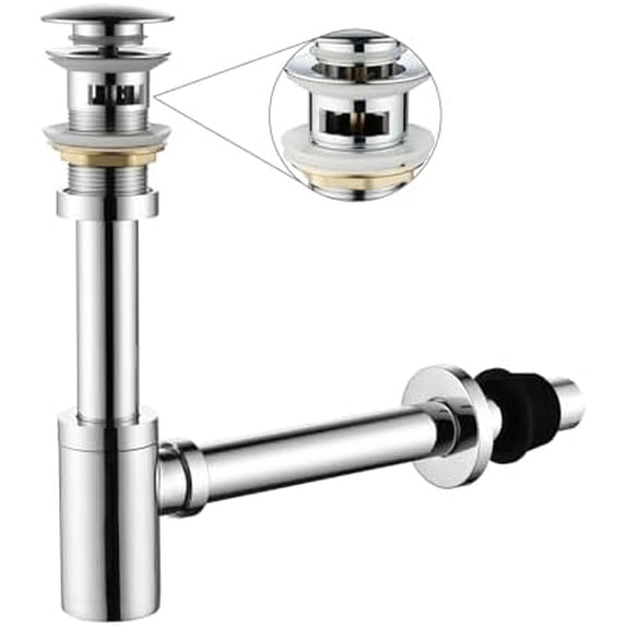 Bathroom Sink Stopper P-Trap Complete Set Adjustable 1-1/4 Bottle Trap ...