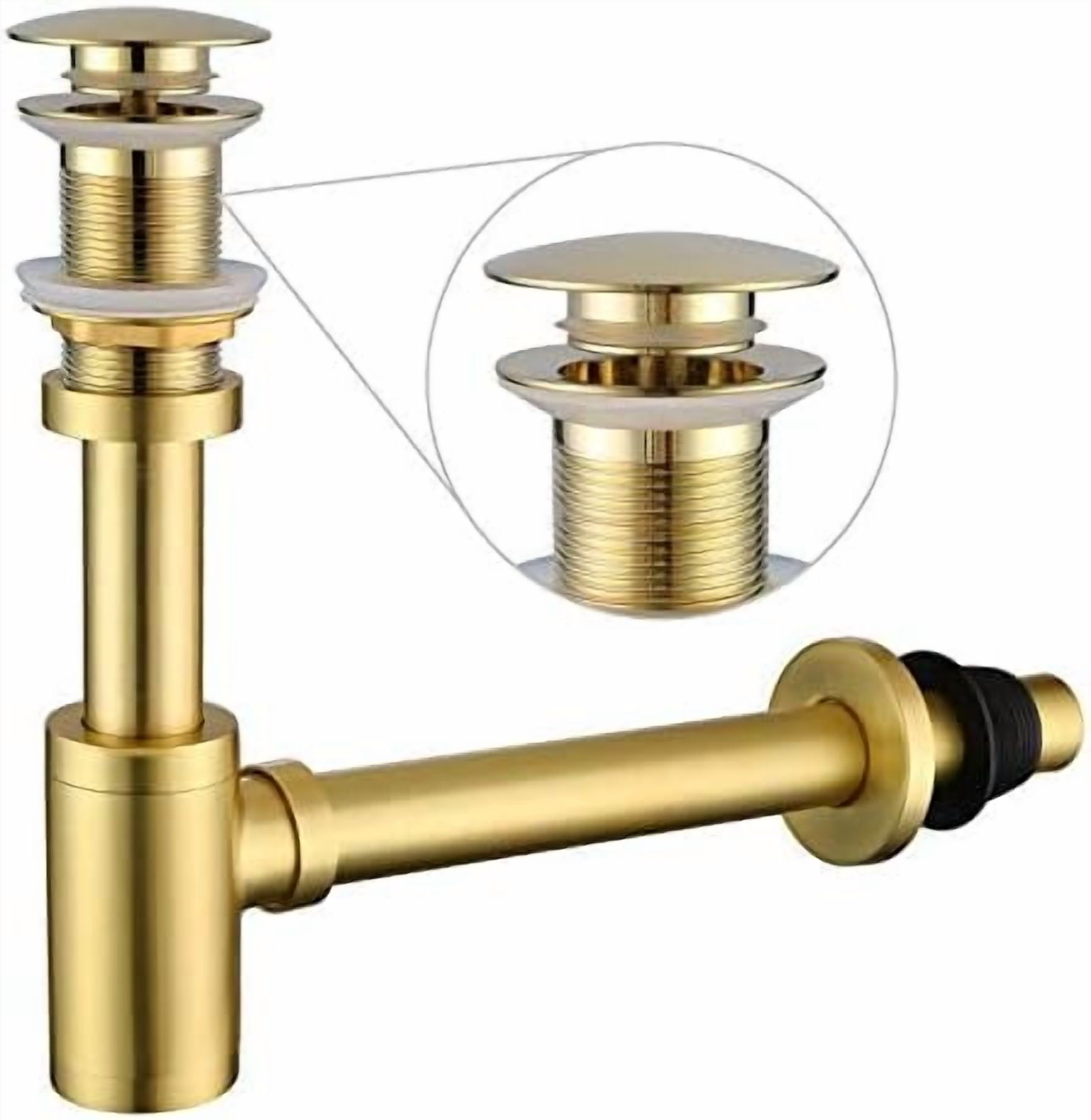 Bathroom Sink Stopper P-Trap Complete Set Adjustable 1-1/4 Sink Drain ...