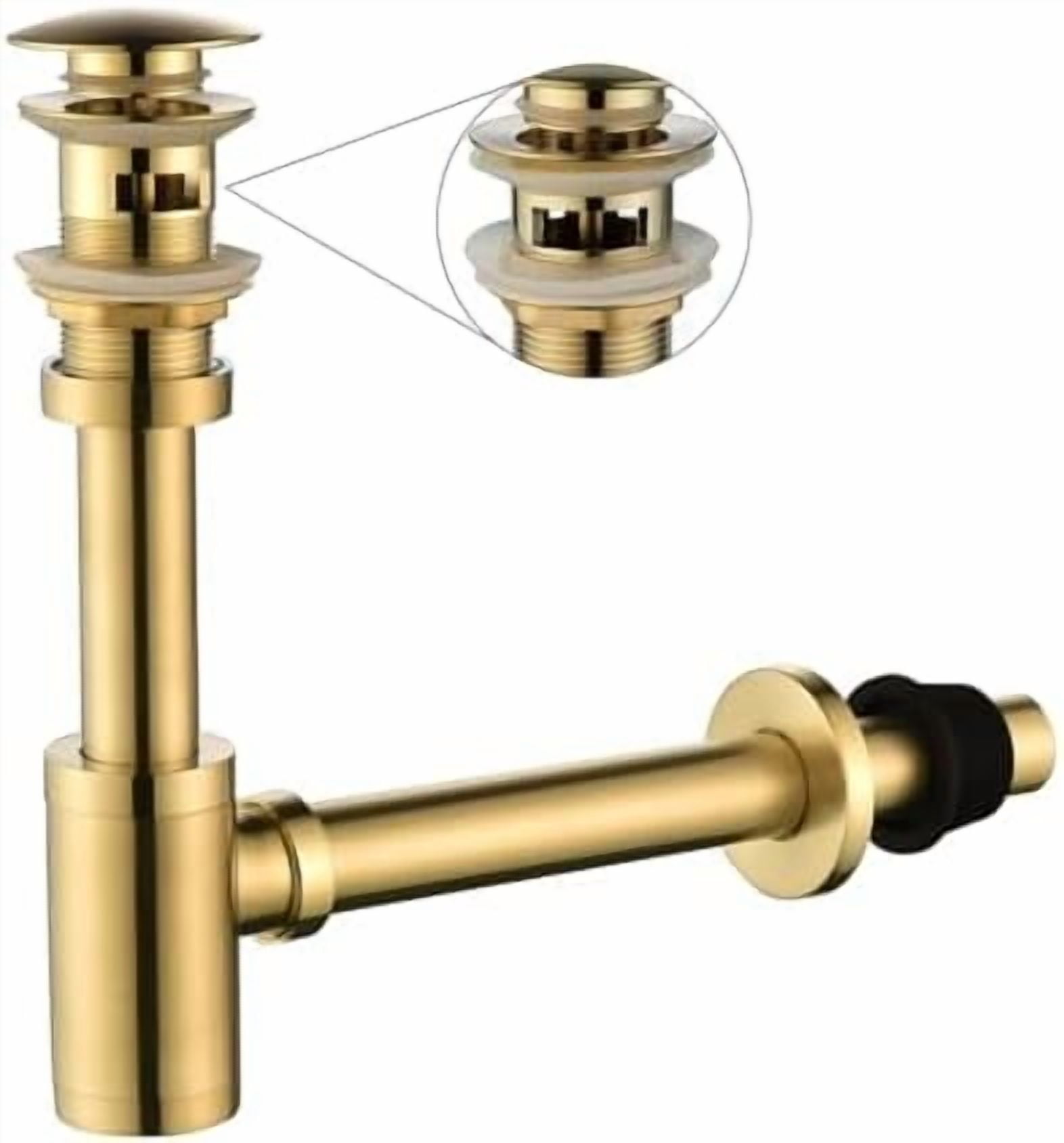 Bathroom Sink Stopper P-Trap Complete Set Adjustable Bottle Trap Solid ...