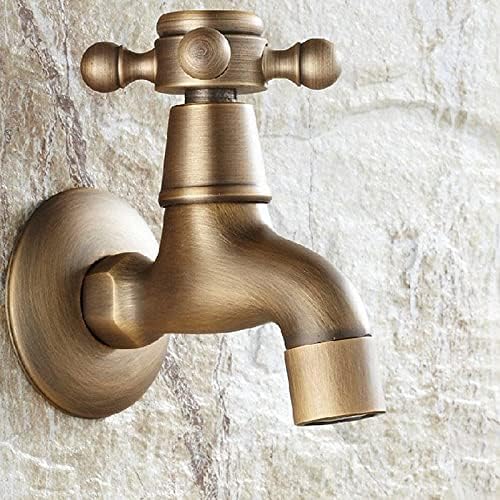 Bathroom Sink Tap Antique Brass Single Handle Washer Wall Mounted ...