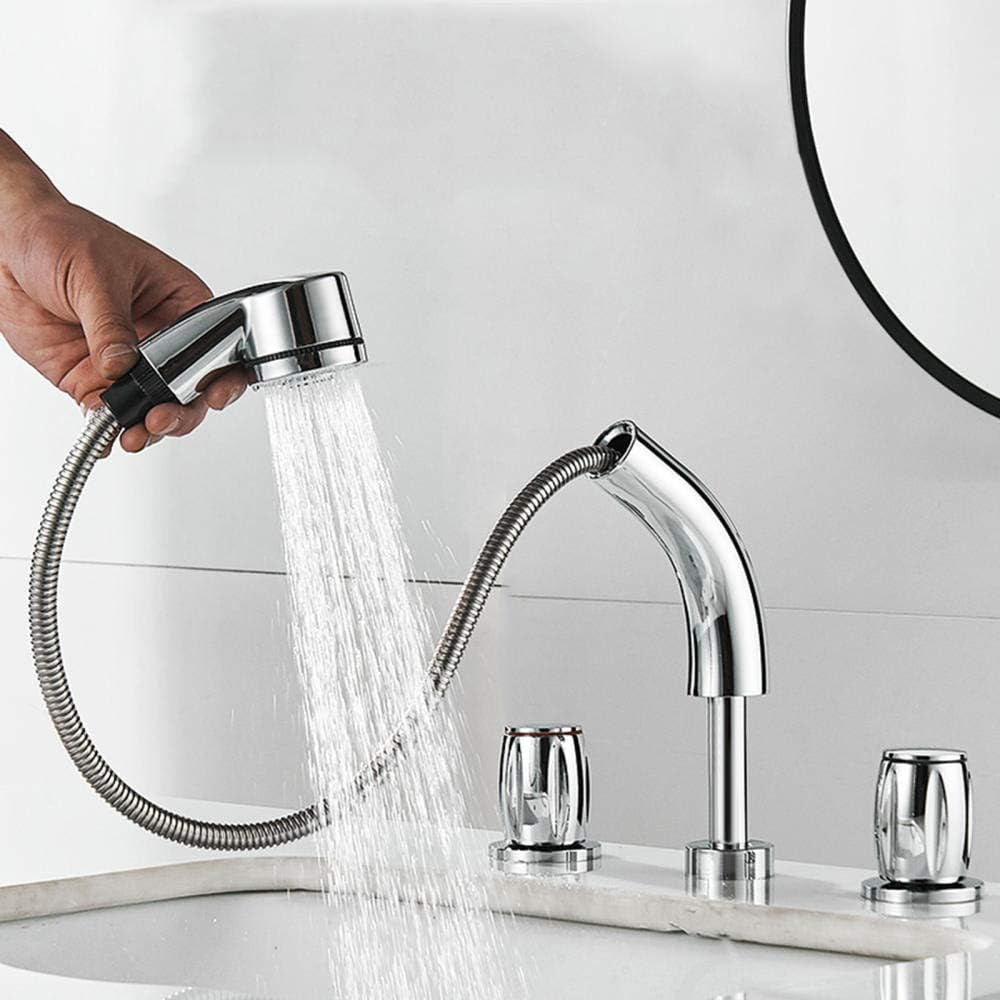 Bathroom Sink Taps 3 Hole Brass Can Be Raised and Lowered Drawn 360 ...