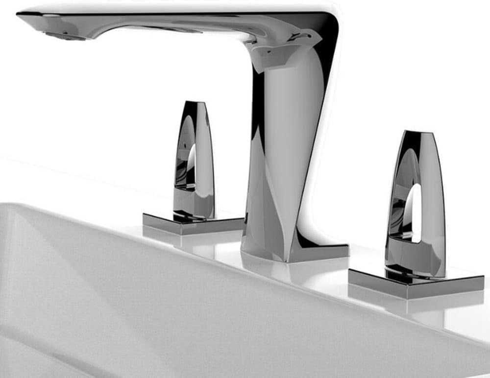 Bathroom Sink Taps 3 Hole Brass Hot and Cold Water Double Switch ...