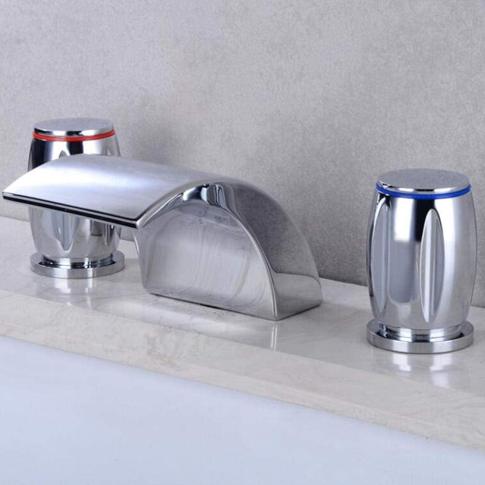Bathroom Sink Taps 3 Hole Waterfall Hot and Cold Water Split Type Three ...