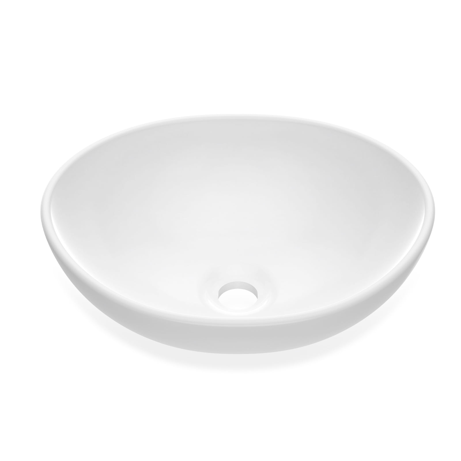 Bathroom Sink, White Ceramic Elliptical Vessel Sink - Above Counter ...