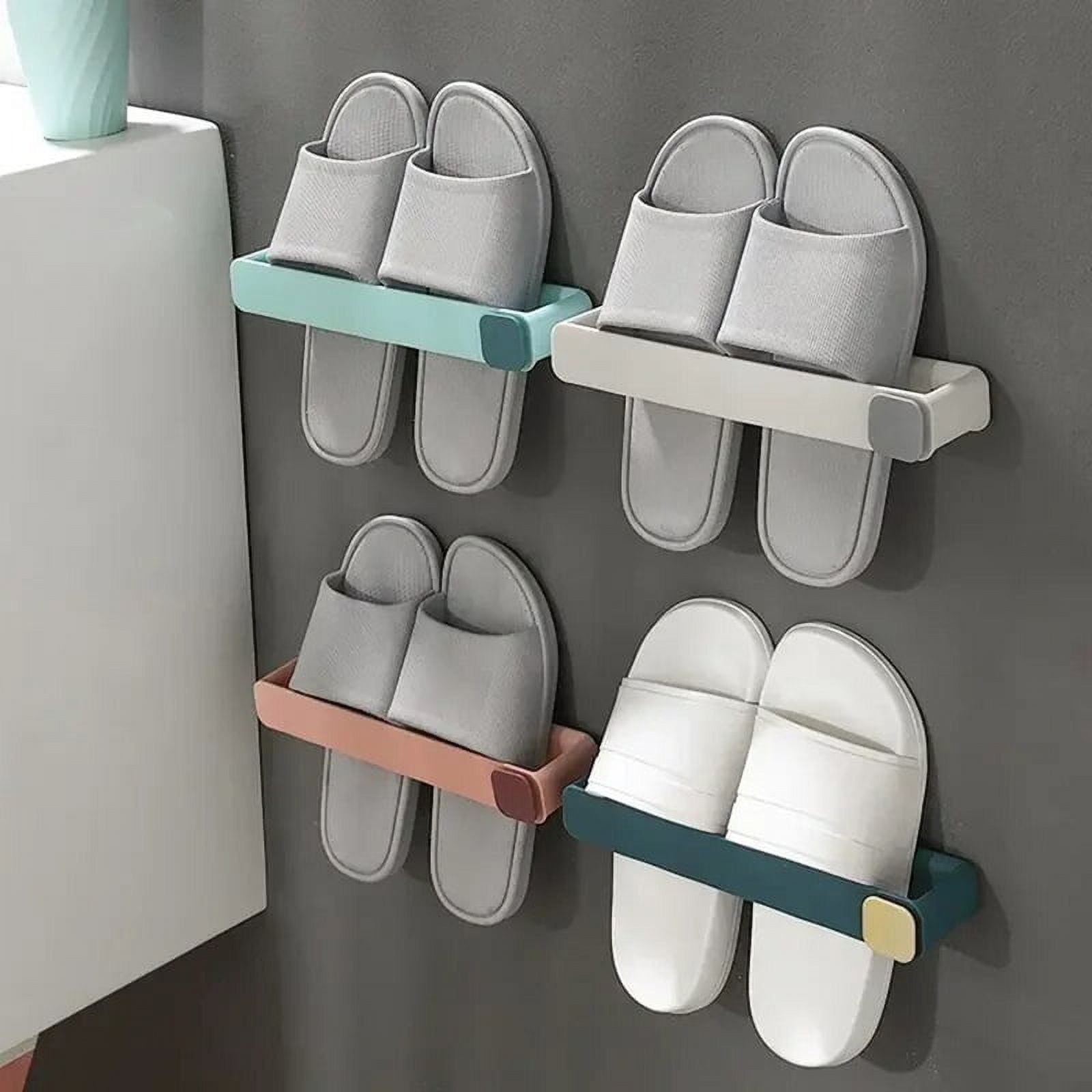 Bathroom Slipper Rack No Need to Drill Holes Wall-Mounted Integrated ...