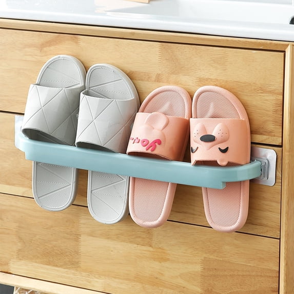 Bathroom Slipper Rack Wall Mounted Shoe Storage - Punch Free Toilet ...