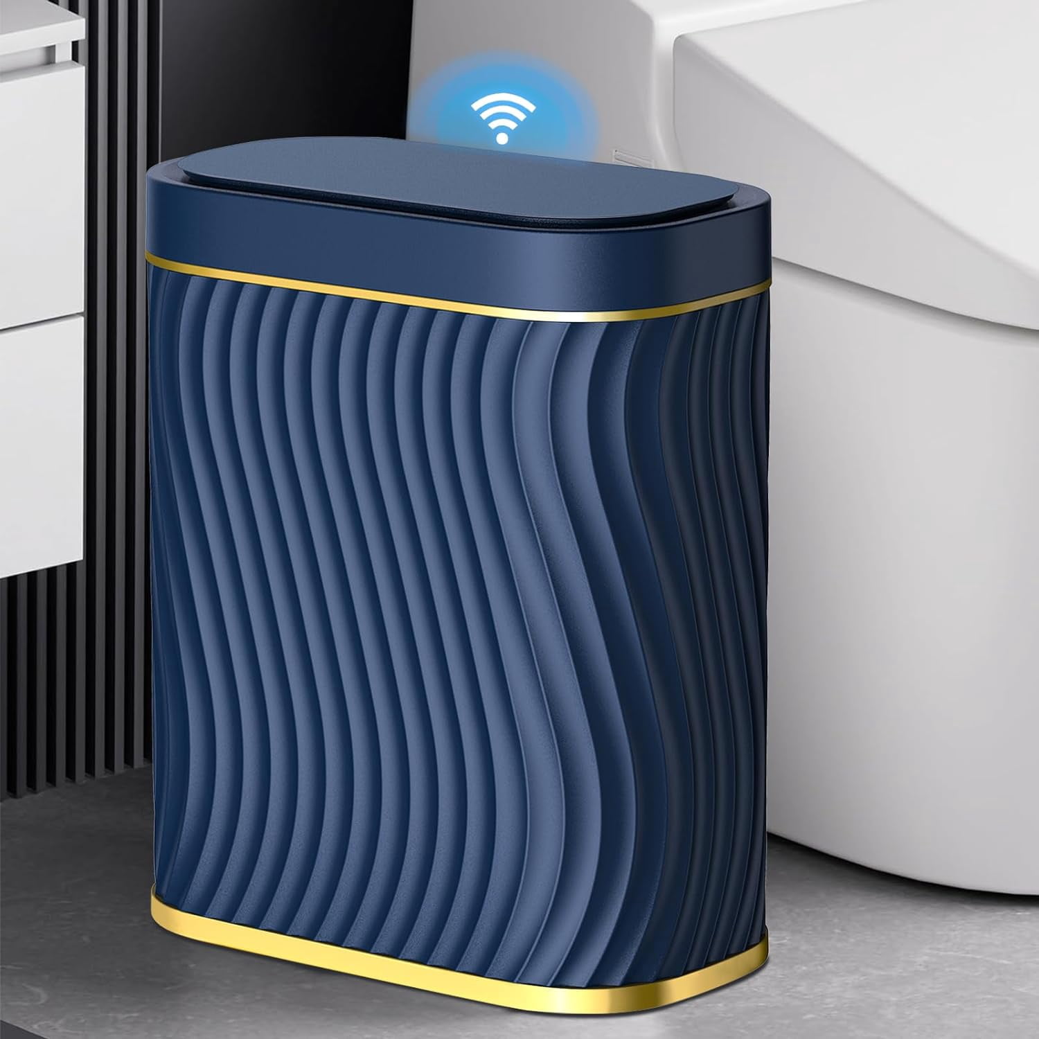 Bathroom Small Trash Can with Automatic Touchless Lid, 2.6 Gallon Smart ...