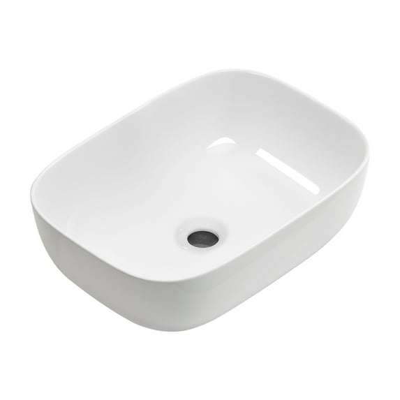 Bathroom Small Vessel Sink Above Counter White Porcelain Ceramic Oval ...