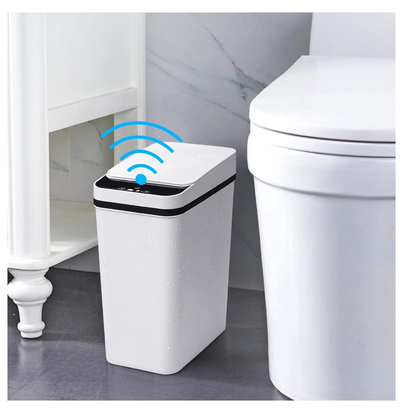Bathroom Smart Touchless Trash Can 2.2 Gallon Automatic Sensor Rubbish ...