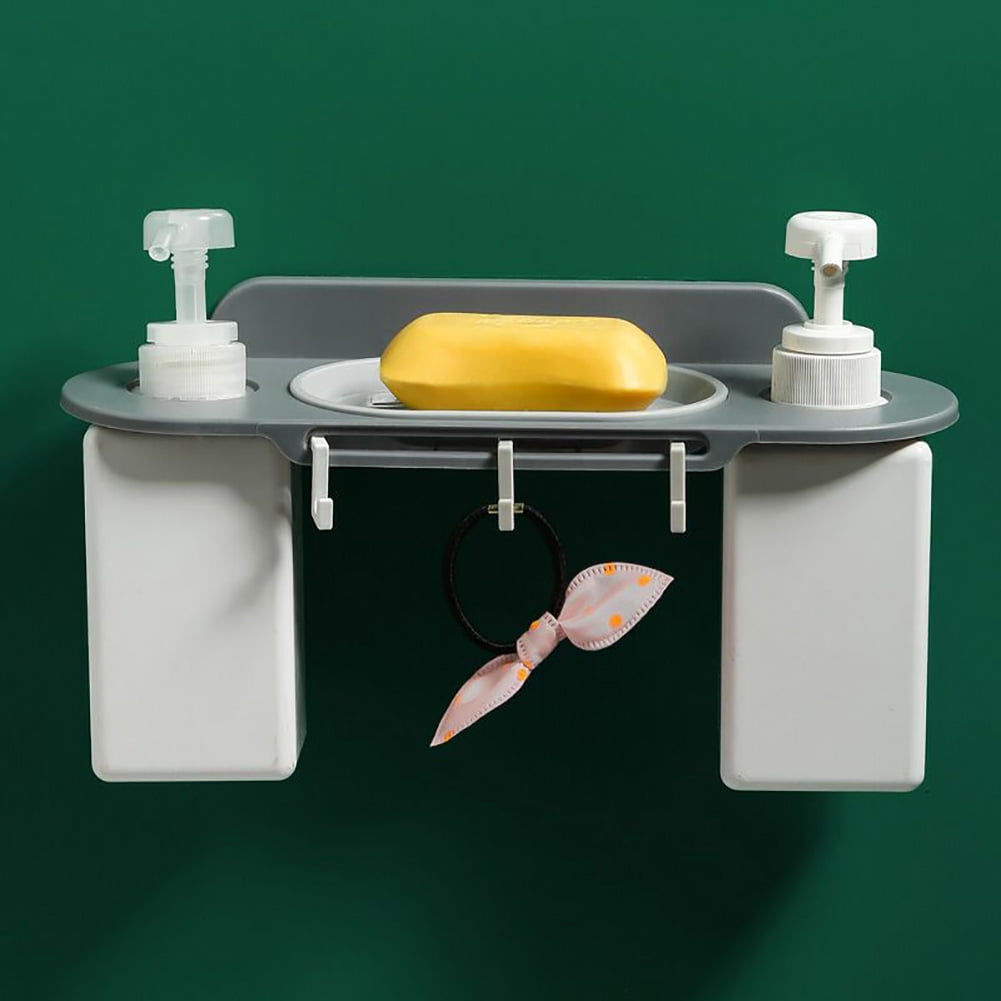 Bathroom Soap Holder Wall Mounted Shampoo Free Punching Hand Sanitizer ...
