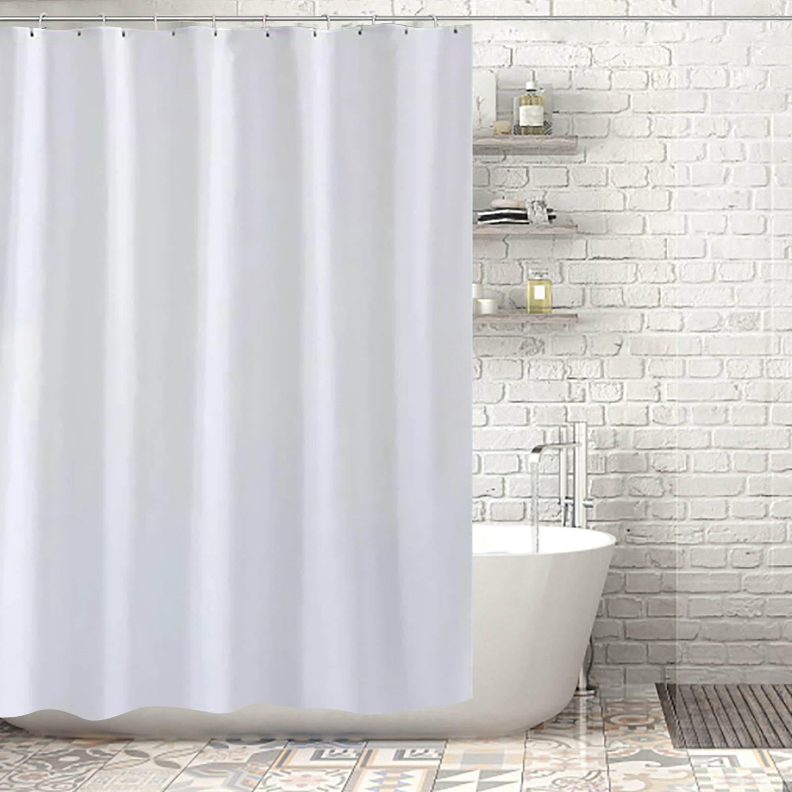 Bathroom Solid Color Shower Curtain Set Partition Curtain No Drilling ...