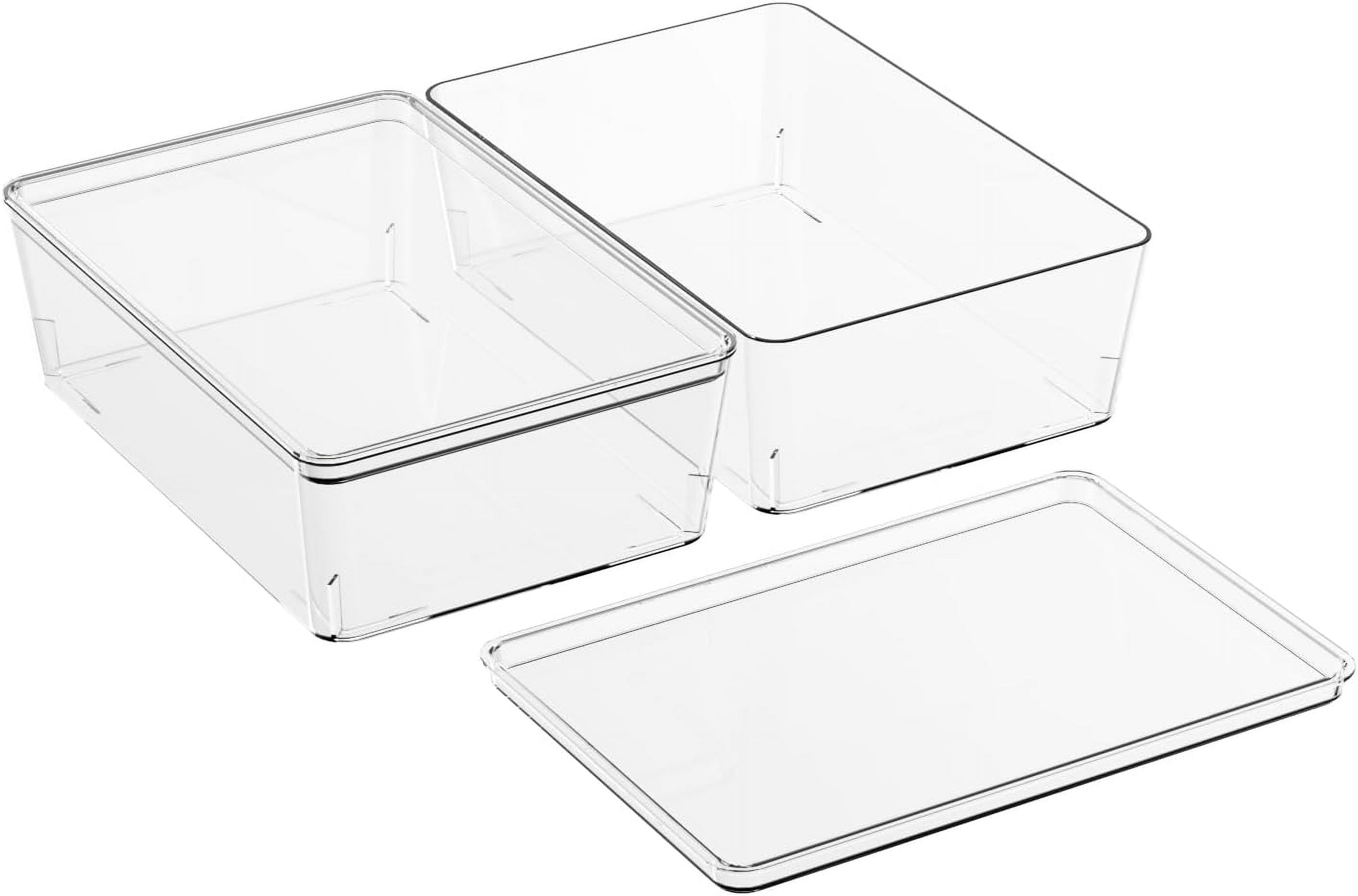 Bathroom Stackable Storage Bins with Lids: Plastic Organizer Box For ...