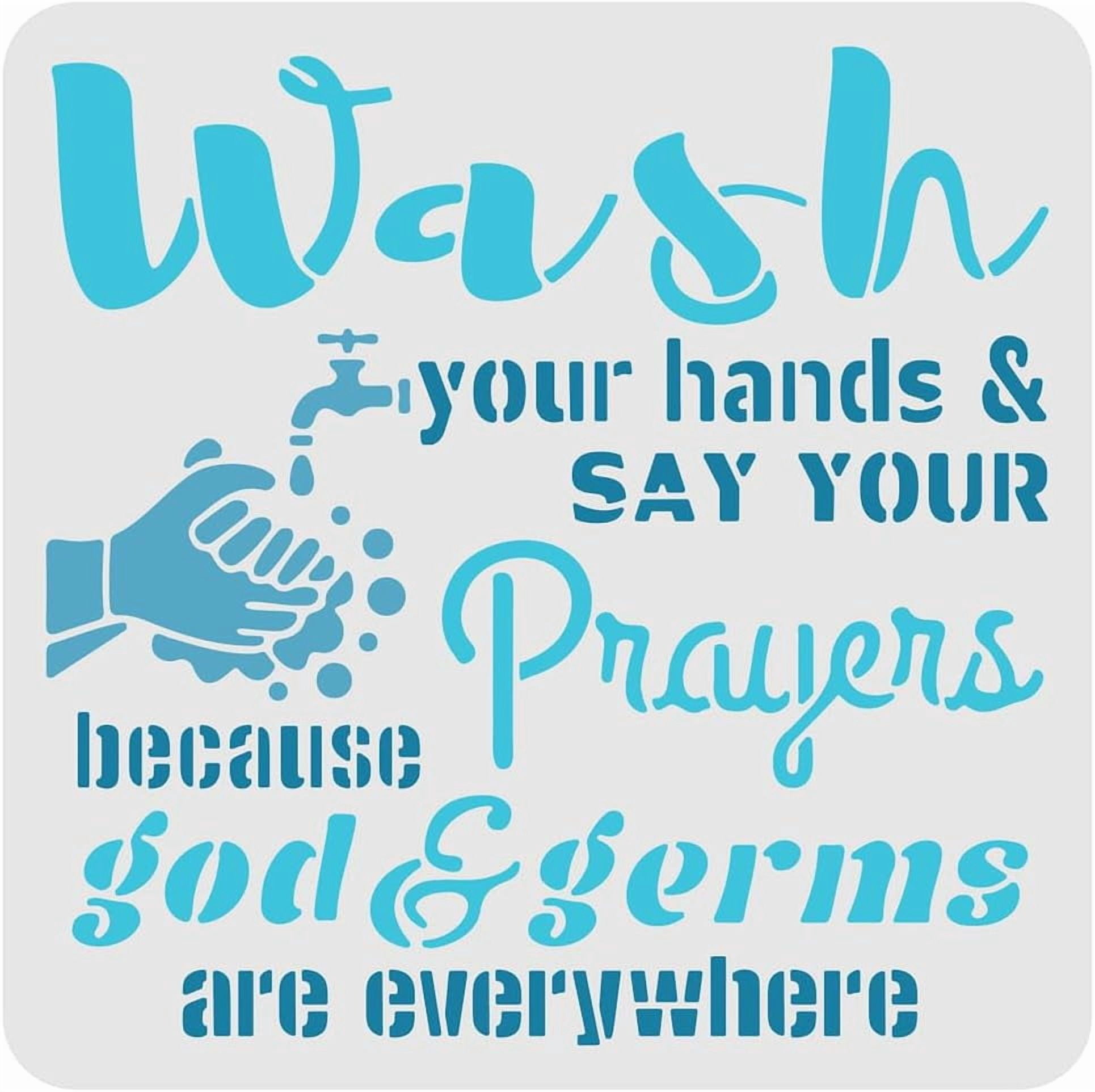 Bathroom Stencil Decoration Template 11.8x11.8 inch Plastic Wash Your ...