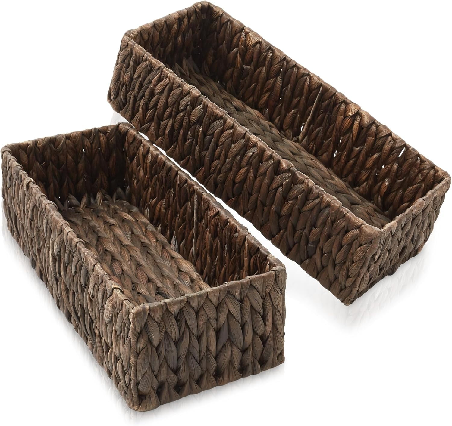 Bathroom Storage Baskets, Espresso - Water Hyacinth, 16" W x 6.75" D x ...
