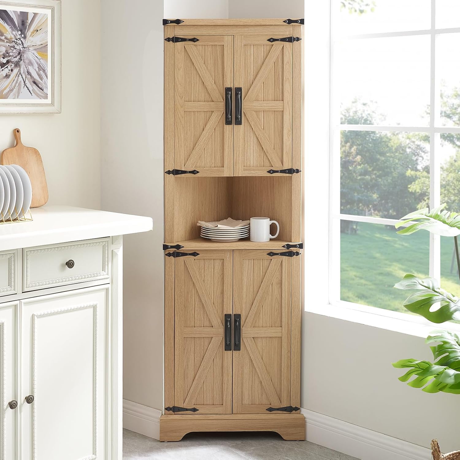 Bathroom Storage Cabinet 5-Shelf Farmhouse Storage Cabinet with Barn ...