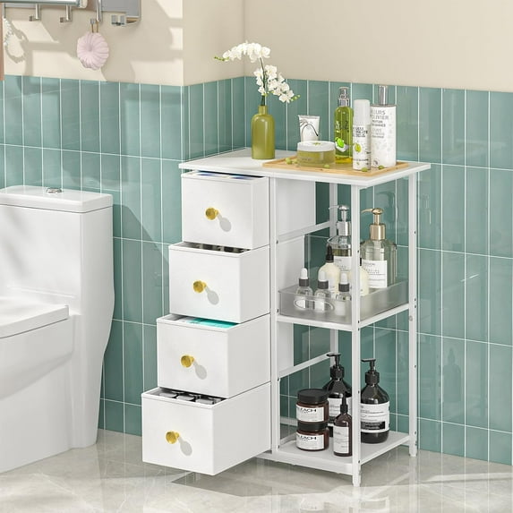 Bathroom Storage Cabinet, Bathroom Cabinets Freestanding with 4 Drawers ...