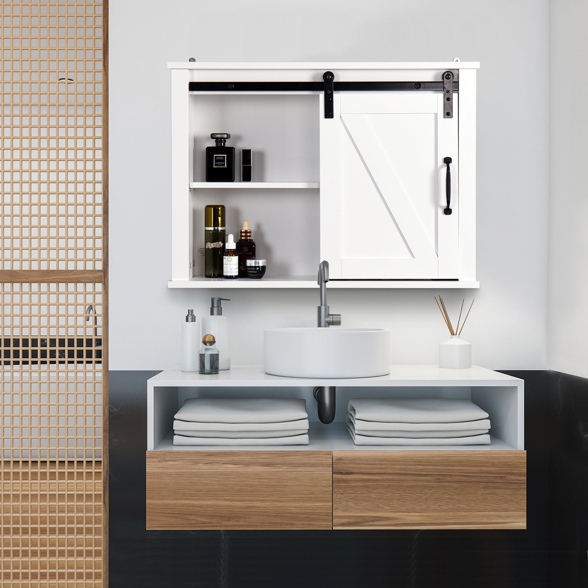 Bathroom Storage Cabinet with Door, SYNGAR Wall Mounted Bathroom ...