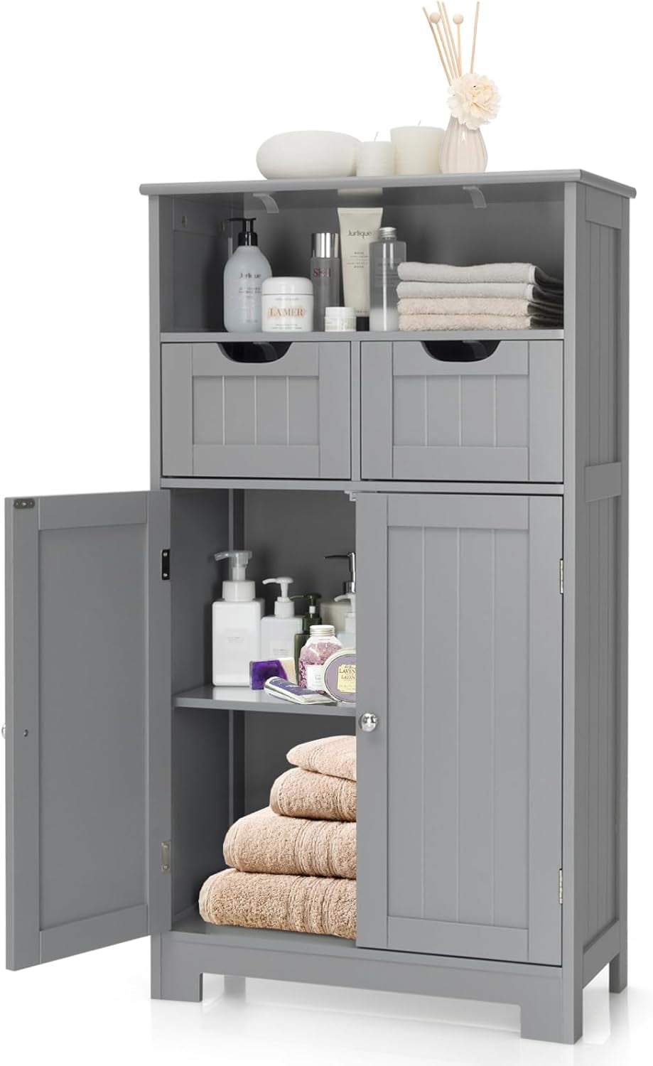 Bathroom Storage Cabinet Bathroom Floor Cabinet w/ 2 Removable Drawers ...