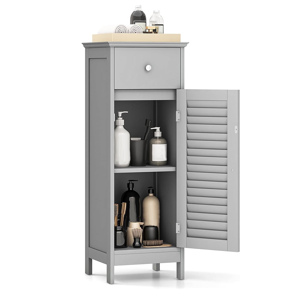 Bathroom Storage Cabinet, Freestanding Floor Cabinet, Narrow Tall ...
