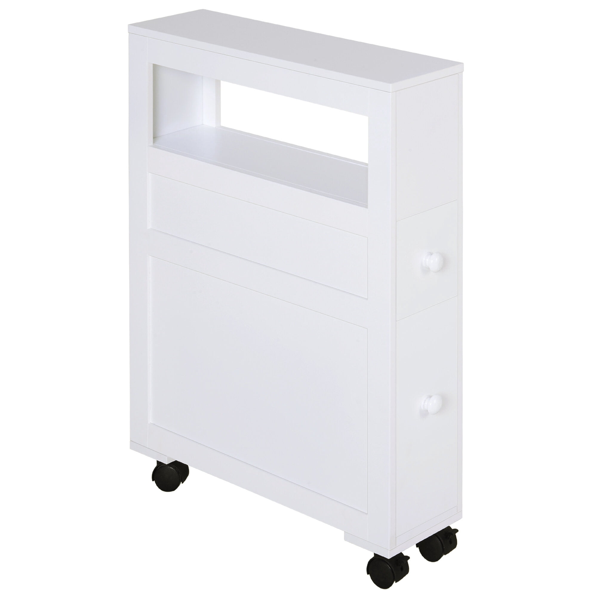 Bathroom Storage Cabinet HOMCOM 6.25" x 20.5" x 28.25" Wood Rolling ...