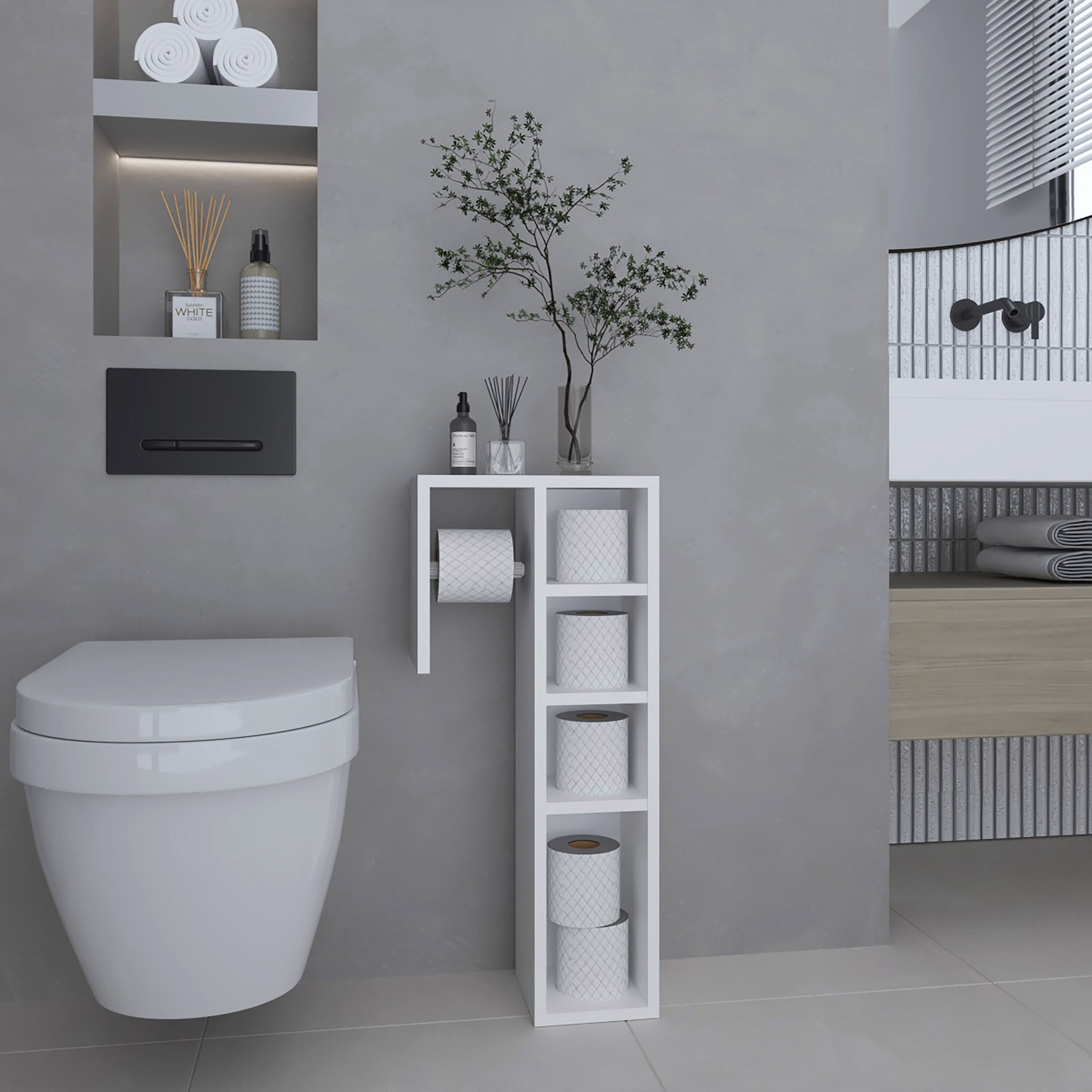Bathroom Storage Cabinet Lodi Freestanding Toilet Paper Cabinet With ...