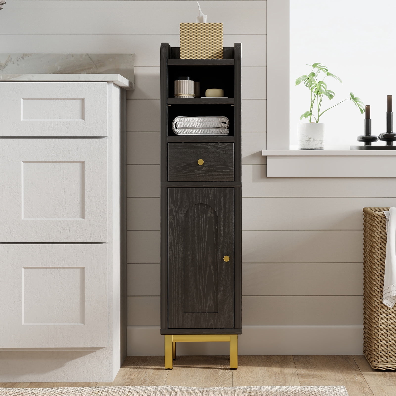 Bathroom Storage Cabinet Modern Corner Floor Cabinet Small Storage ...