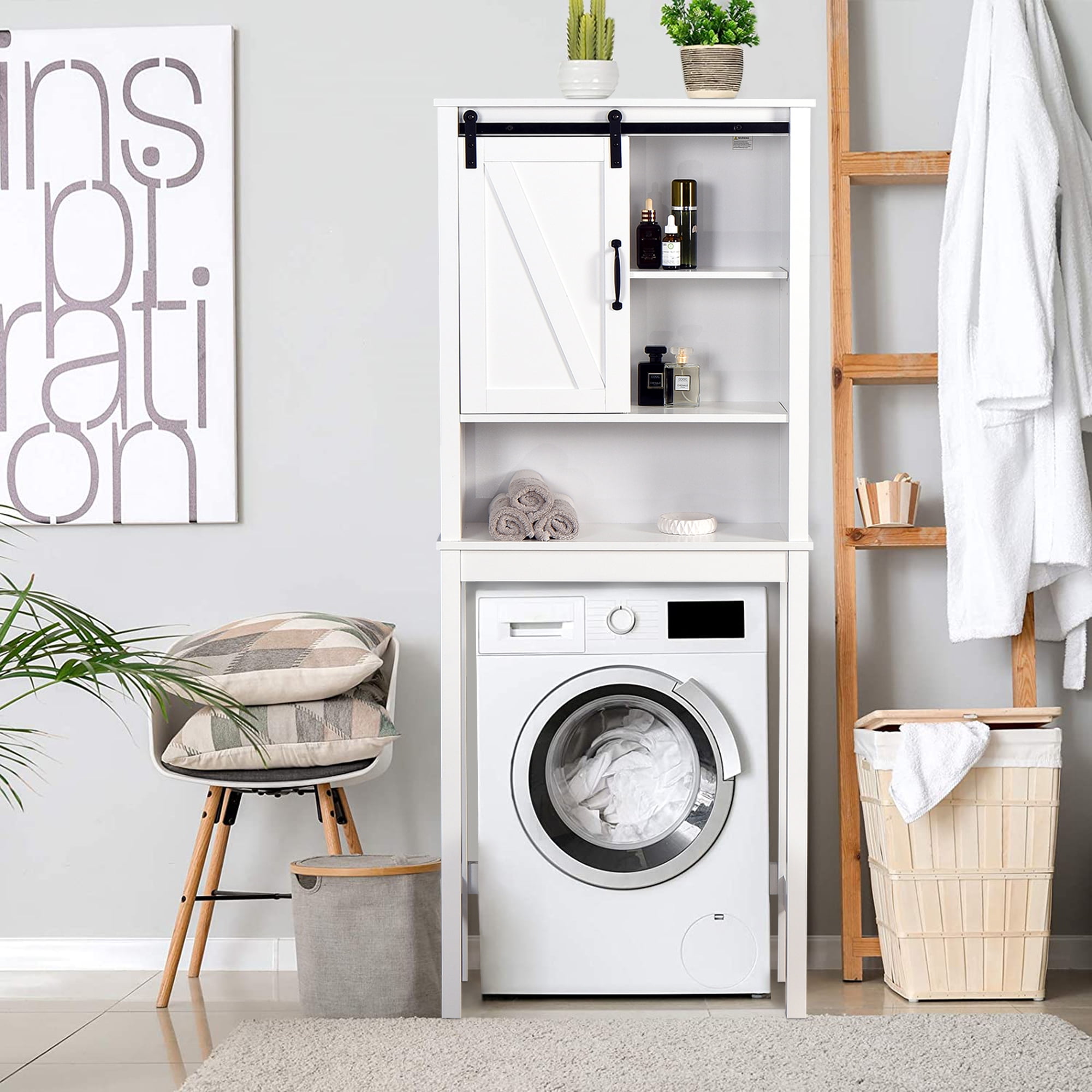 Bathroom Storage Cabinet, Over-the-Toilet Storage Cabinet with Double ...