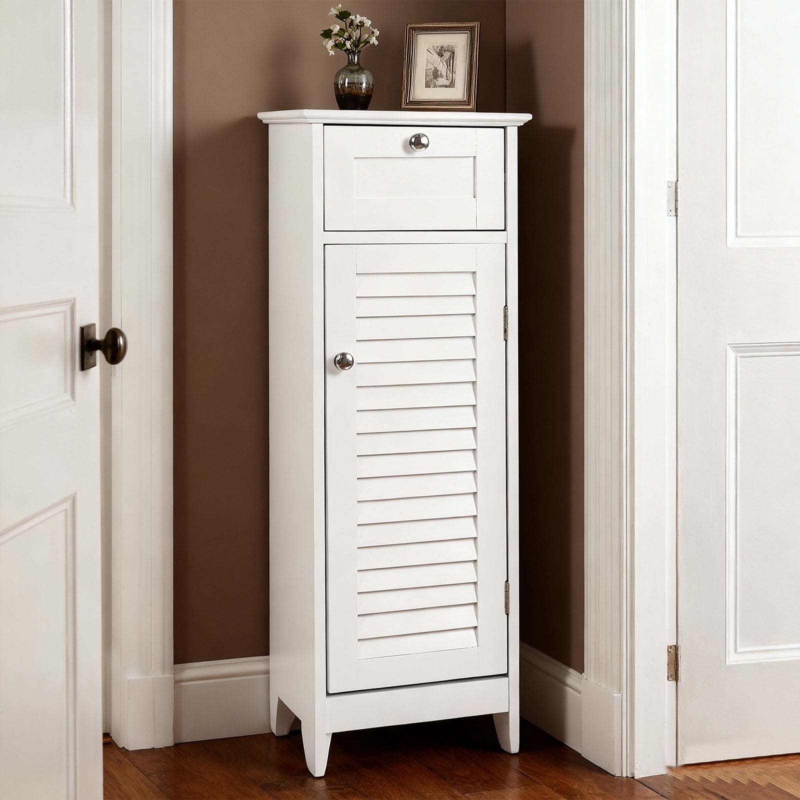 Bathroom Storage Cabinet Slim Freestanding Narrow Floor Cabinet with ...