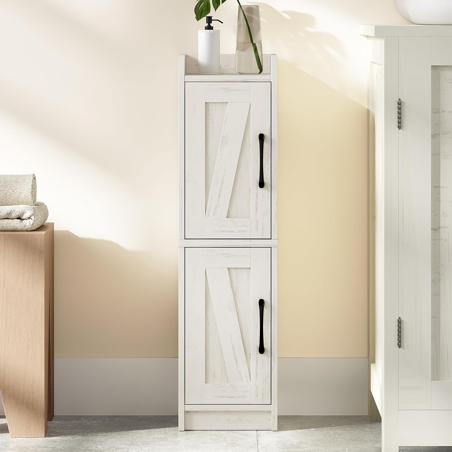 Bathroom Storage Cabinet, Small Corner Floor Cabinet with Door and ...