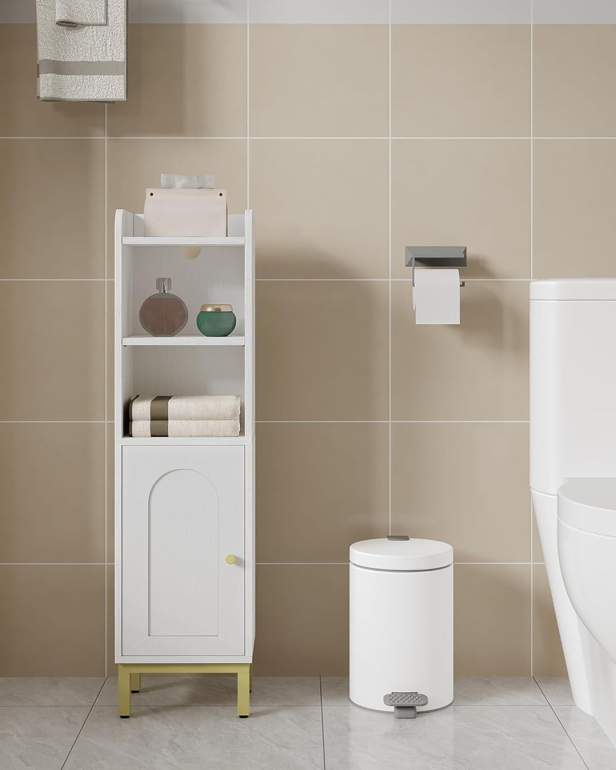 Bathroom Storage Cabinet, Small Corner Floor Cabinet with Door and ...
