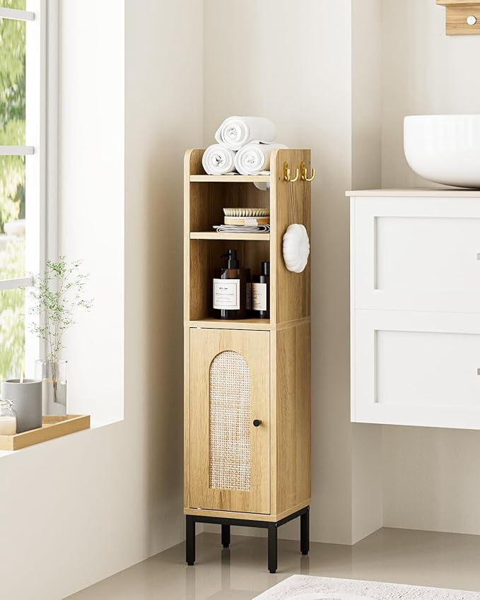 Bathroom Storage Cabinet, Small Corner Floor Hutch with Door and ...